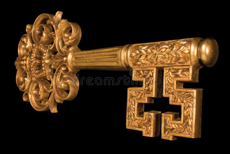 Ornate Gold Key at an Angle Stock Image - Image of black, retro: 5839865