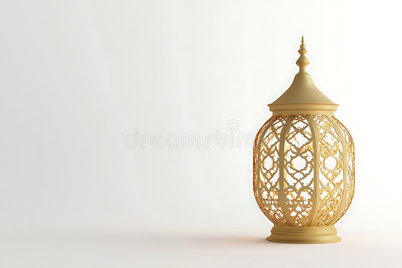 Ornate Gold Lantern on White Background, Classic Arabesque Design ...