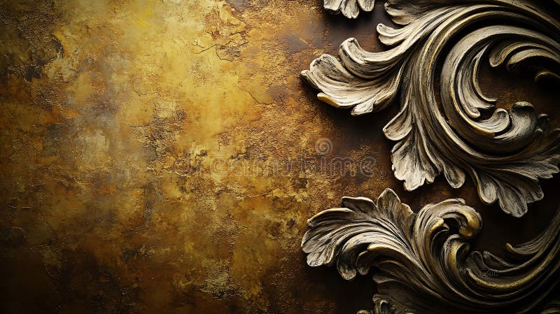 Ornate Gold Leaf Design on Textured Background Stock Photo - Image of ...