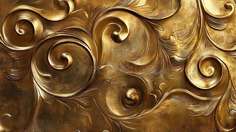 Ornate Gold Metal Texture with Swirling Floral Patterns Stock Image ...
