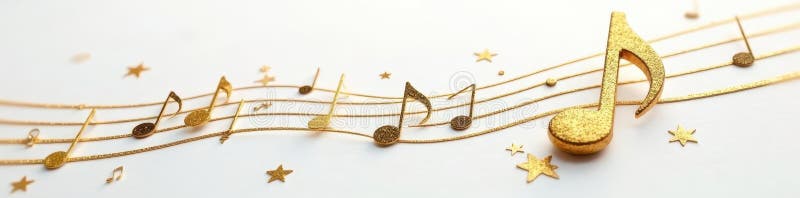 Ornate Gold Musical Note on Stark White Surface , Song, Melody, Shape ...