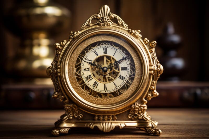 Ornate Gold Old Clock. Generate Ai Stock Image - Image of numeral, gold ...