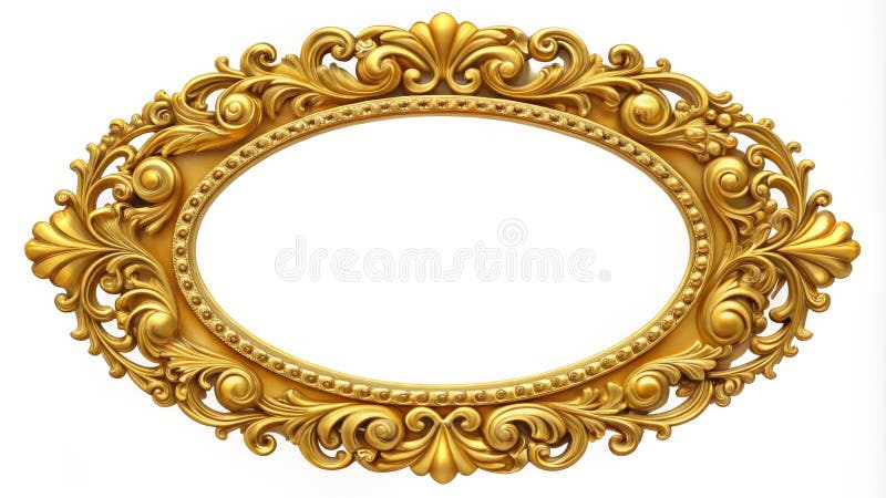 Ornate Gold Oval Frame Rococo Design, Empty Center, Elegant Stock ...