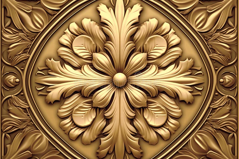 An Ornate Gold Pattern on a Wall Stock Illustration - Illustration of ...