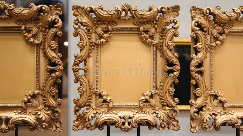 Ornate Gold Picture Frames Empty Frames Art Display Gallery Decor Stock ...