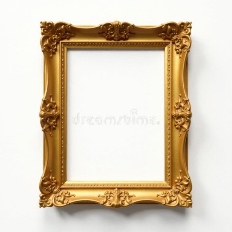 Ornate Gold Rectangle Frame Isolated on White , Golden, Gilded ...