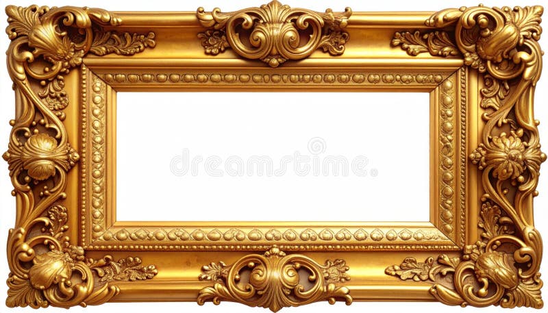 Ornate Gold Rectangular Picture Frame Stock Illustration - Illustration of ornate, artwork ...