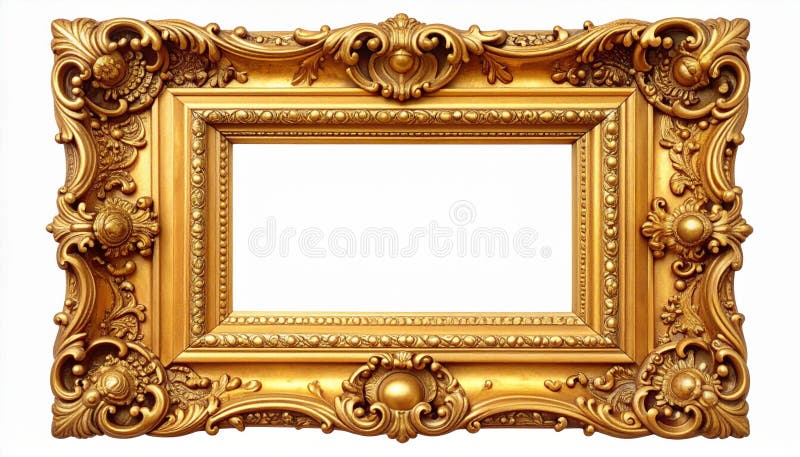 Ornate Gold Rectangular Picture Frame Stock Illustration - Illustration ...