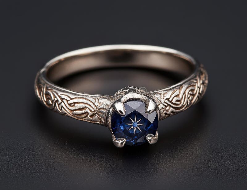 Ornate Gold Ring with Blue Gemstone Stock Illustration - Illustration ...