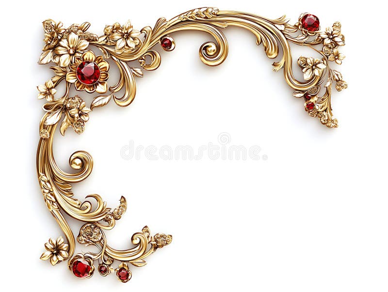 Ornate Gold and Ruby Floral Decorative Corner Frame Stock Illustration ...