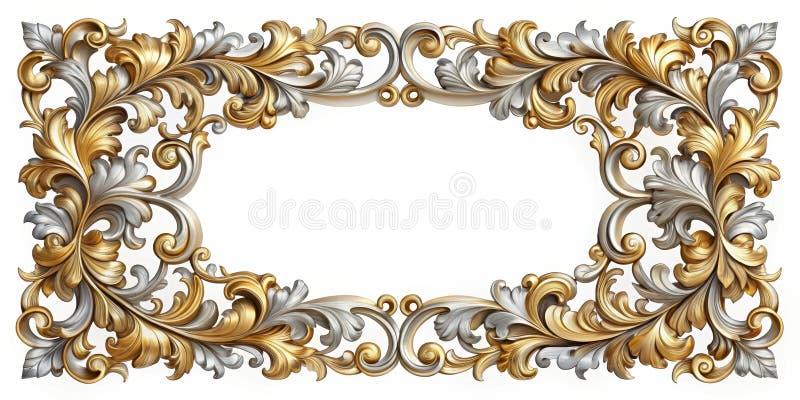 Ornate Gold and Silver Decorative Frame for Elegant Design Projects ...