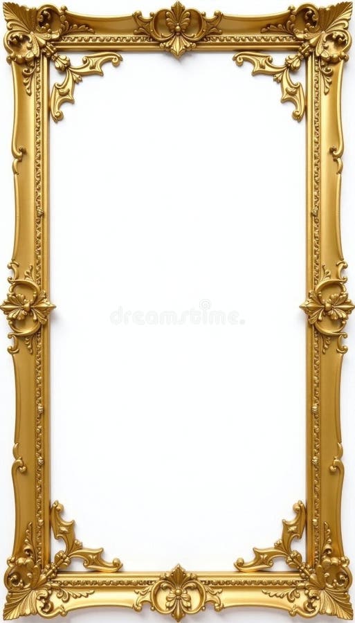 Ornate Gold Square Border, Clean White Backdrop , Isolated, Event Stock ...