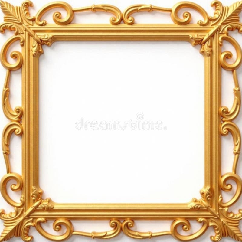 Ornate Gold Square Border, Clean White Backdrop , Border, Photo Frame ...