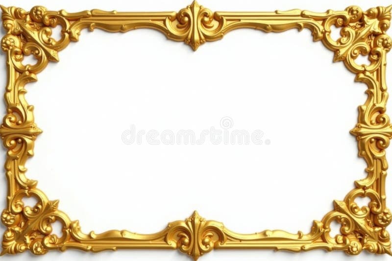 Ornate Gold Square Border, Pure White Setting, White, White, Square ...
