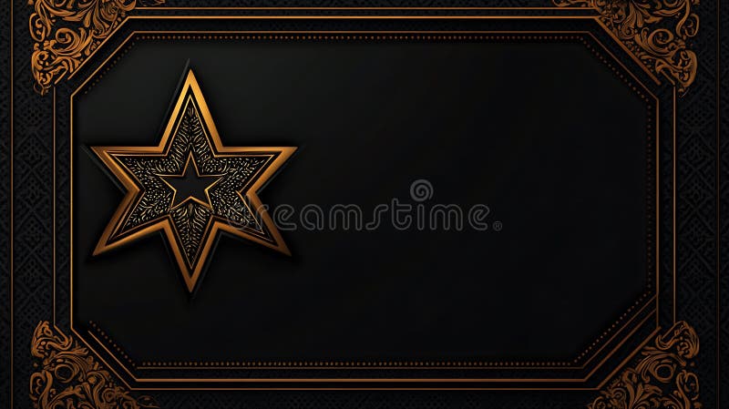 Ornate Gold Star on Black Decorative Frame Stock Image - Image of ...