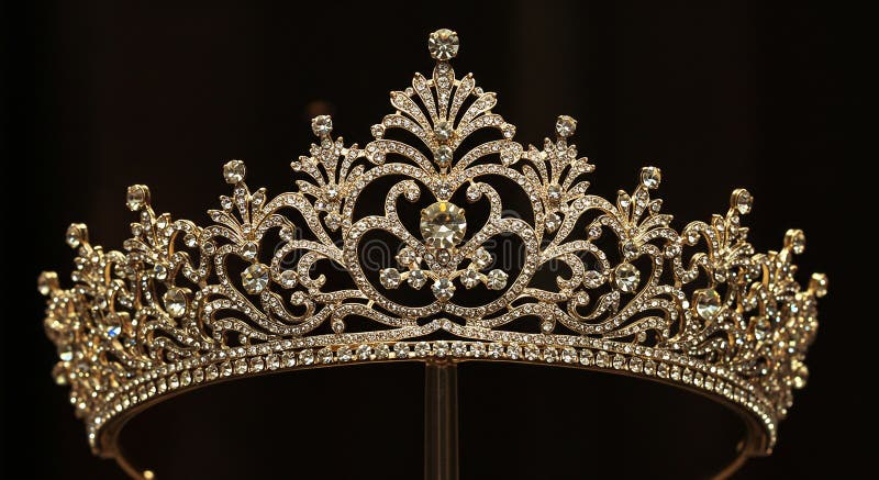 Ornate Gold Tiara Adorned with Numerous Sparkling Diamonds. the Design ...