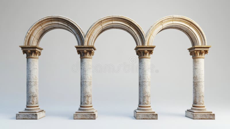 An Ornate Golden Arch with Columns, Isolated on a Transparent Backdrop ...