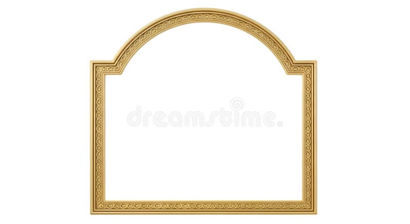 Ornate Golden Frame with Arched Top and Decorative Border Against a ...