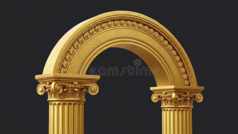 Golden Archway with Ionic Columns Stock Illustration - Illustration of ...