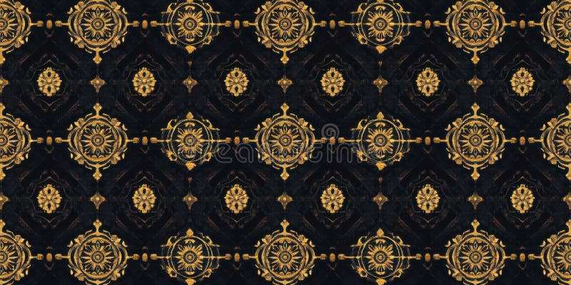Ornate Golden Compass Pattern on Black Background for Elegant Design ...