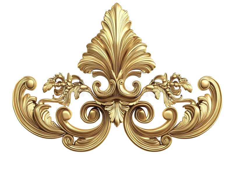 Ornate Golden Decorative Element, Isolated on White Stock Illustration ...