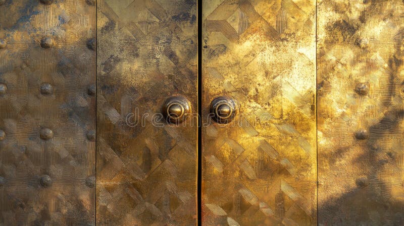 Ornate Golden Double Doors with Embossed Detailing Stock Illustration ...