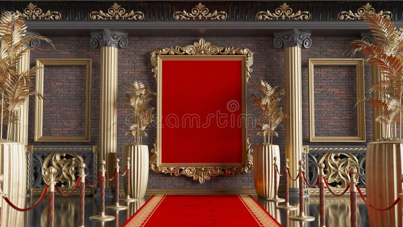 Ornate Golden Frame at the Bricks Wall, Empty Gold Picture Frame ...
