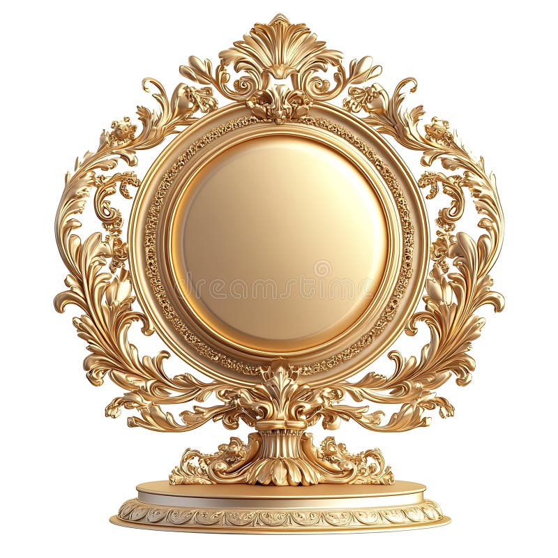 Ornate Golden Frame with Empty Circle for Logo or Text Stock ...