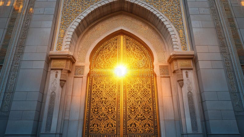 Ornate Golden Gate Basking in Sunlight Architectural Marvel Stock ...