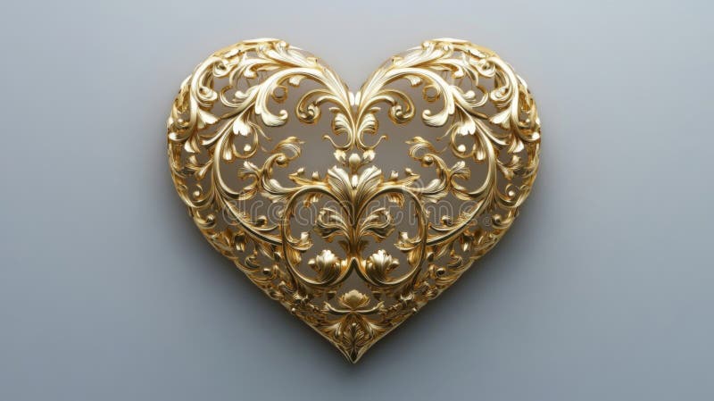 Ornate Golden Heart Shaped Filigree Design Stock Illustration ...