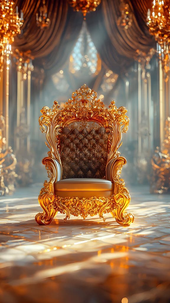 Ornate Golden Throne in a Regal Setting Stock Illustration ...