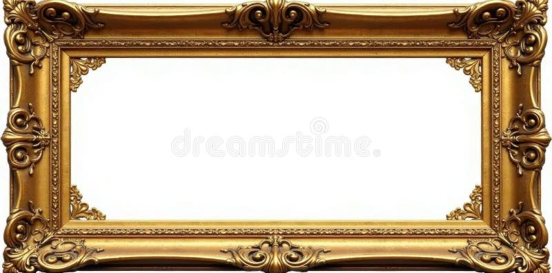 Ornate Golden Victorian Frame, Antique Style, Isolated , Art, Scroll ...