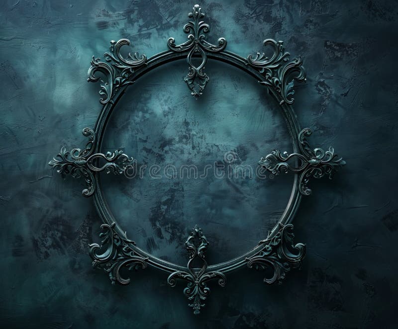Ornate Gothic Frame on a Dark Blue Wall Stock Illustration ...