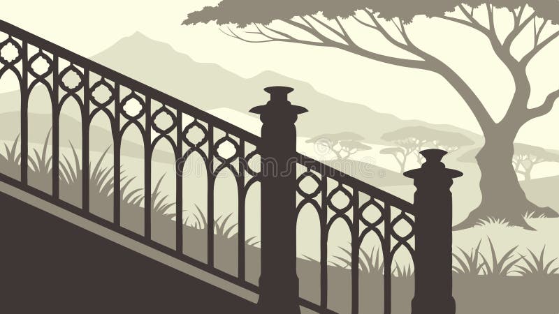 Ornate Gothic Railing in a Forest Setting, Vector Design Generative AI ...