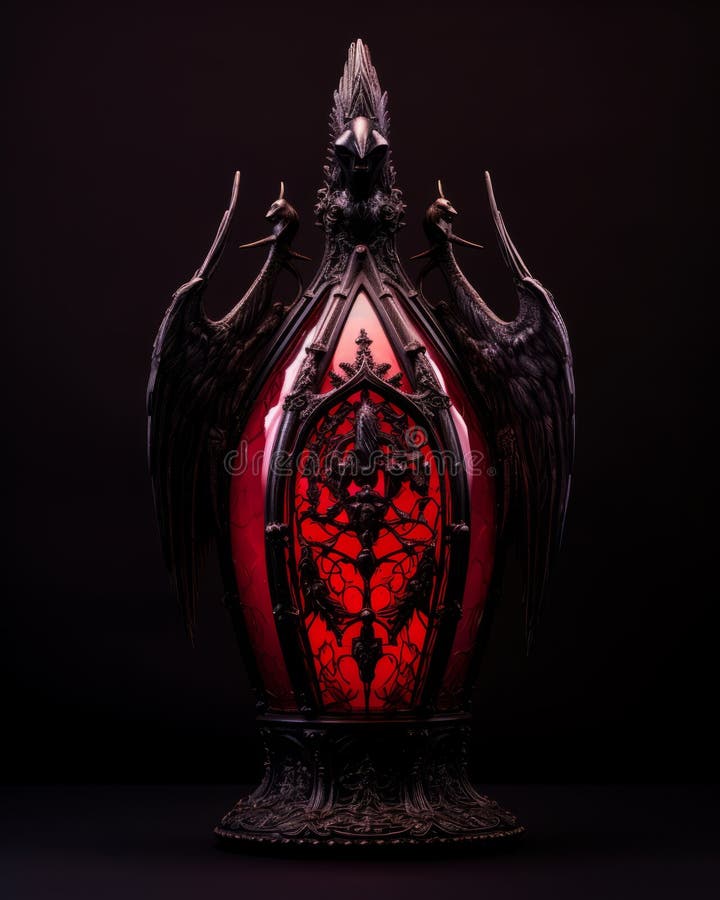 An Ornate Gothic Style Lamp with a Red Glow Stock Illustration ...