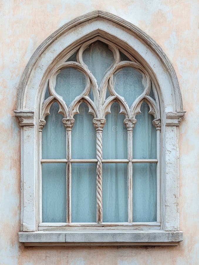Ornate Gothic Window on a Historic Building Facade. Stock Image - Image ...