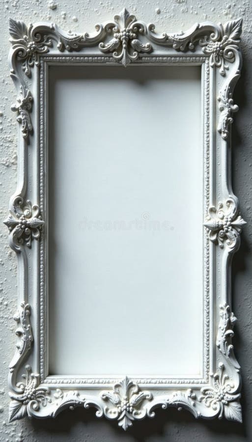 Ornate Gray Frame, Embossed White Floral Design , Floral Pattern ...