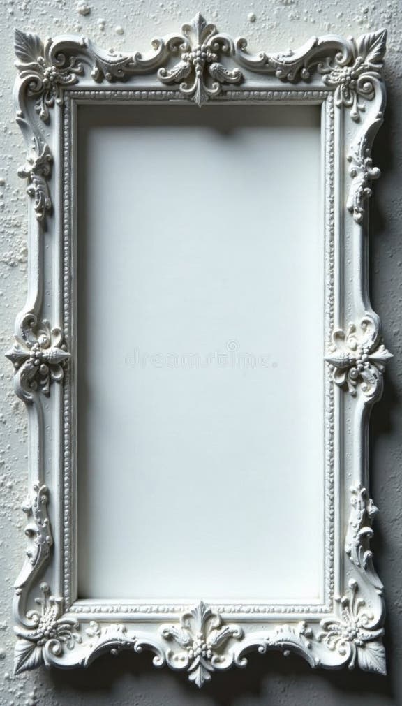 Ornate Gray Frame, Embossed White Floral Design , Floral Pattern ...
