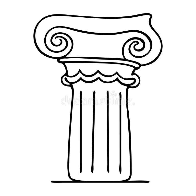 Ornate Greek Ionic Column Capital Vector Illustration for Architecture ...
