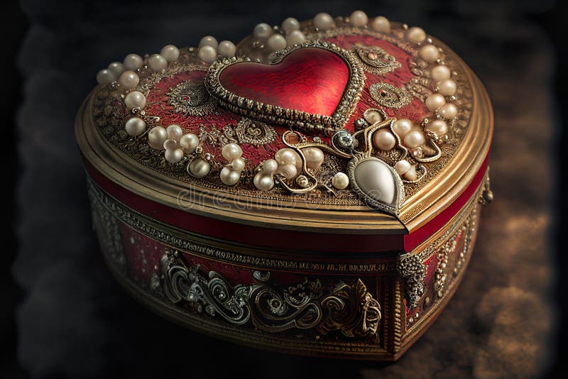 Bejeweled Ornate Heart Shaped Jewelry Box - Generative AI Stock ...