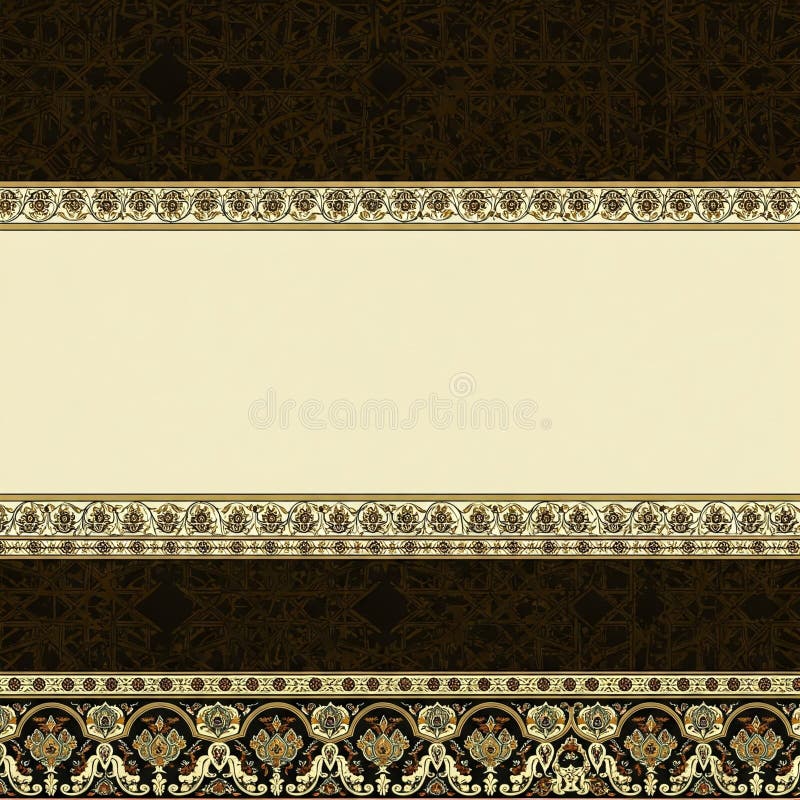 Ornate Horizontal Design Features a Central Beige Band Bordered by ...