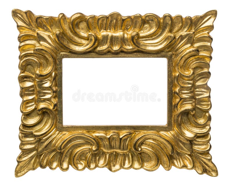 Ornate Horizontal Golden Picture Frame Isolated Stock Image - Image of ...