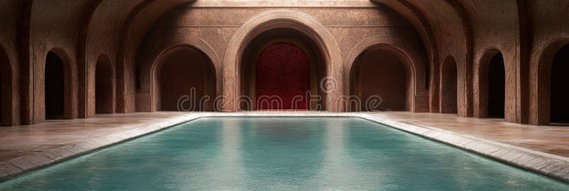 Ornate Indoor Pool in Ancient Architecture Stock Illustration ...