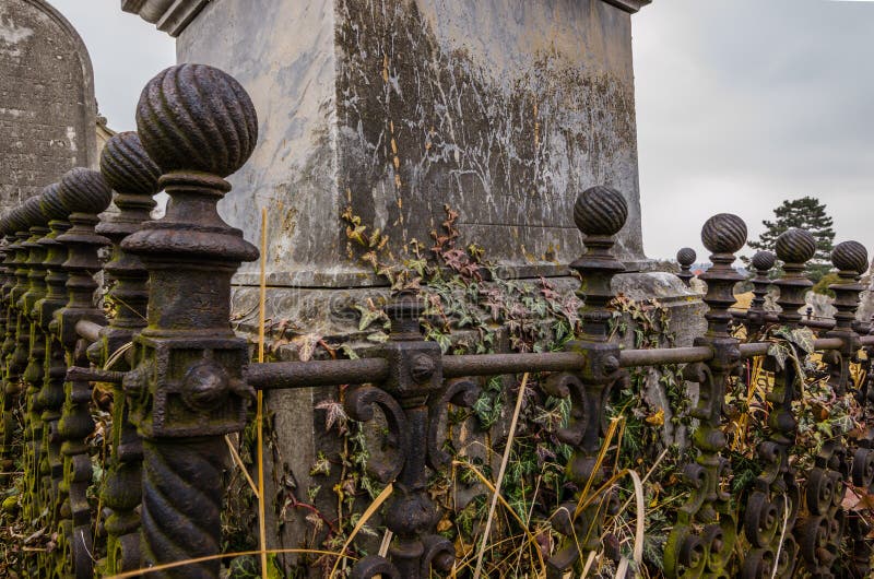 Ornate Iron Railing on Grave Stock Image - Image of cross, holy: 104873095