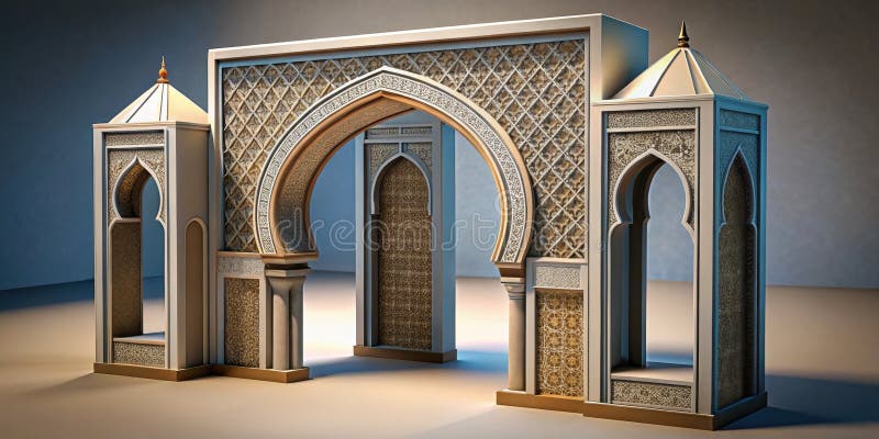 Ornate Islamic Architectural Gate with Intricate Patterns and Geometric ...
