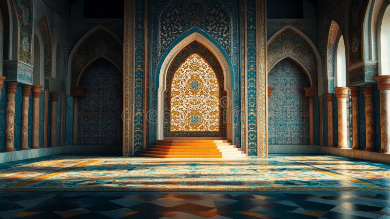 Ornate Islamic Architecture Interior Design with Columns and Arches ...
