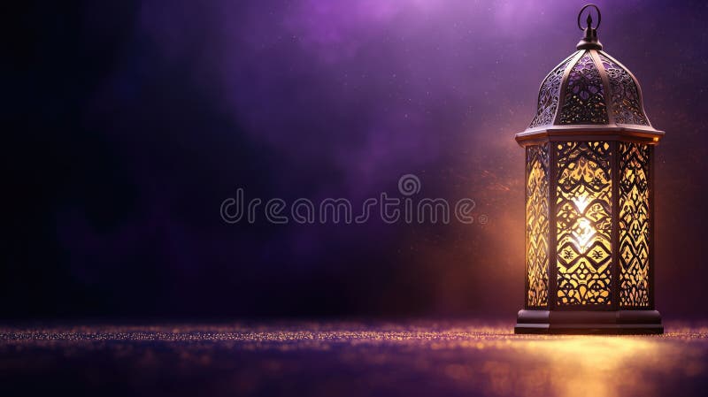 Ornate Islamic Lantern with Intricate Patterns and Glowing Light for ...