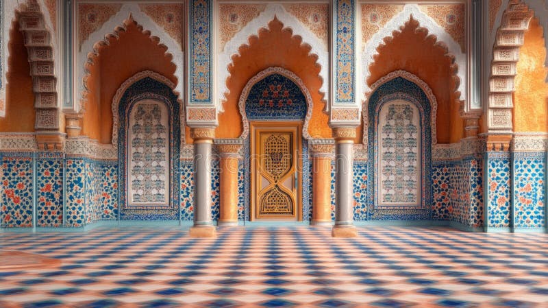 Ornate Islamic Palace Interior with Intricate Tilework Stock ...