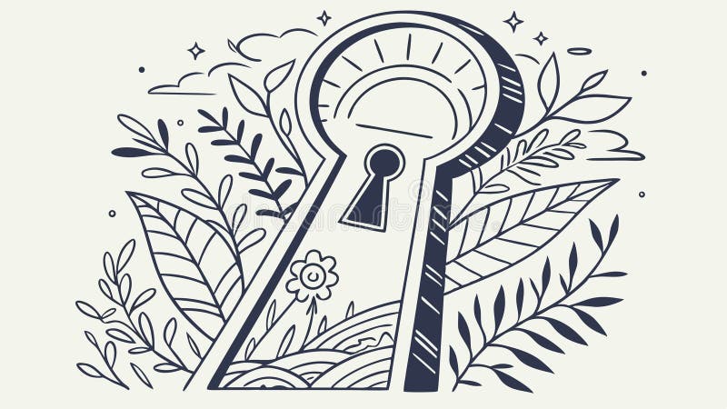 Ornate Keyhole with Stylized Leaves Pattern, Nature Theme, Vector ...