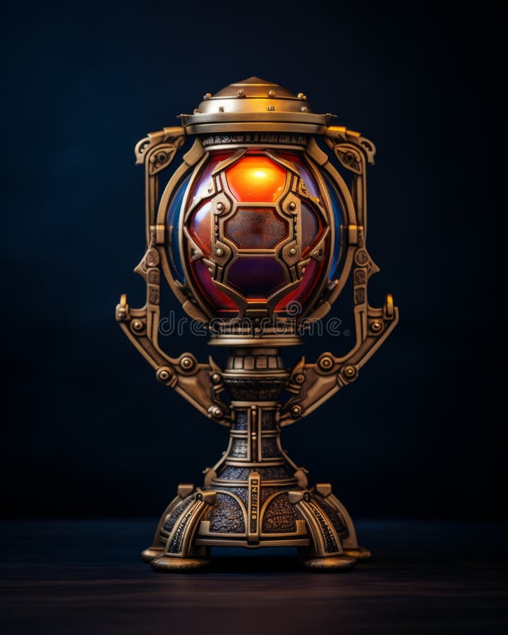An Ornate Lamp with a Red Orb on Top of it Stock Illustration ...